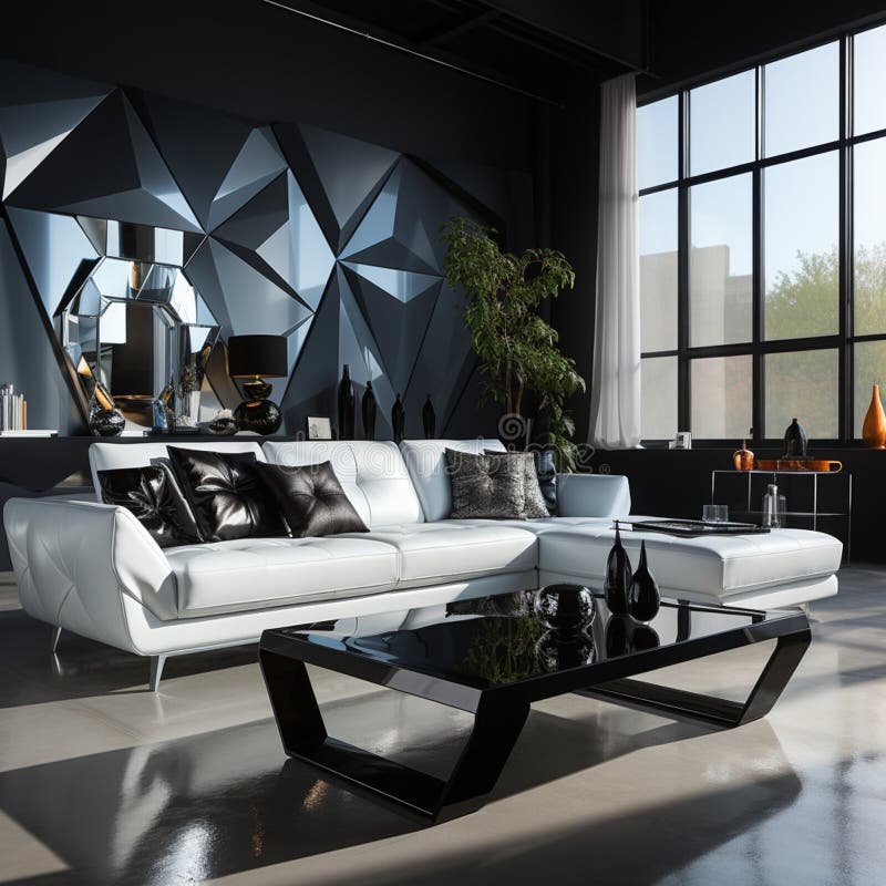 Ultra-modern Living Room with a Sofa Design, Coffee Table, and Rug, AI ...