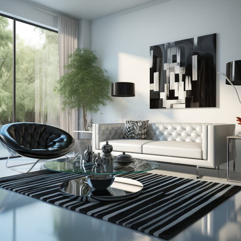 Ultra-modern Living Room with a Sofa Design, Coffee Table, and Rug, AI ...