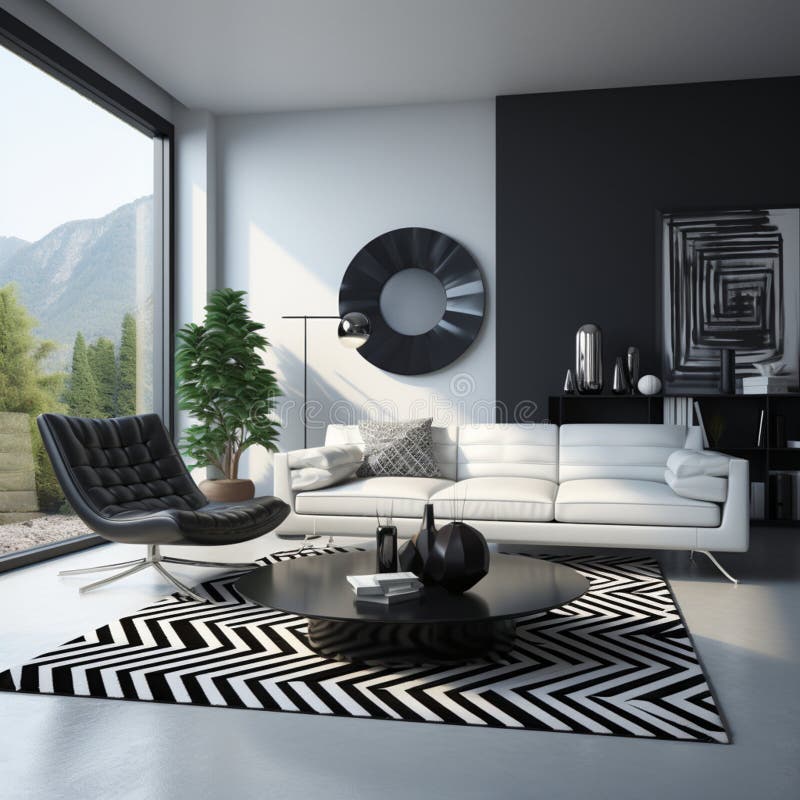 Ultra-modern Living Room with a Sofa Design, Coffee Table, and Rug, AI ...