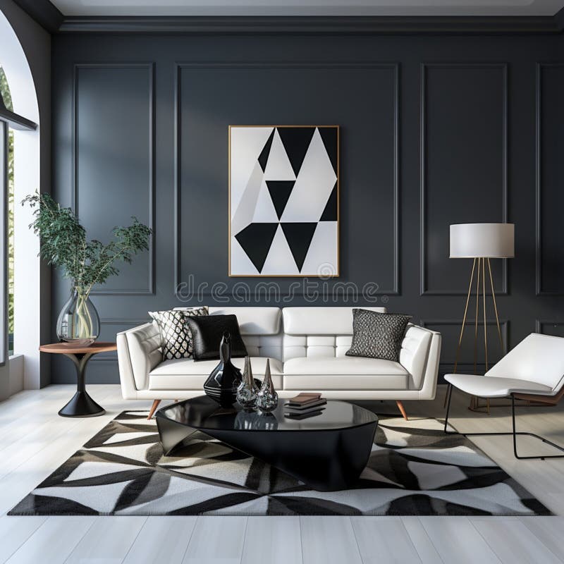 Ultra-modern Living Room with a Sofa Design, Coffee Table, and Rug, AI ...