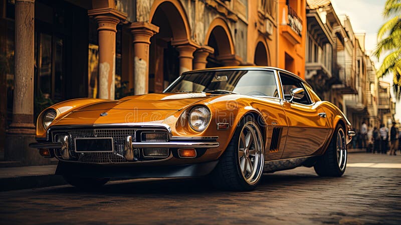 Ultra Modern Super Futuristic Car on Road with Blurry Background Stock ...