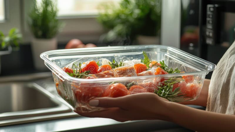 Clear Container of Ultra-processed Foods with Fresh Herbs. Generative ...