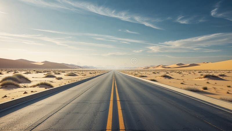 Ultra Quality Image of Empty Road in Desert Landscape on a Sunny Day ...