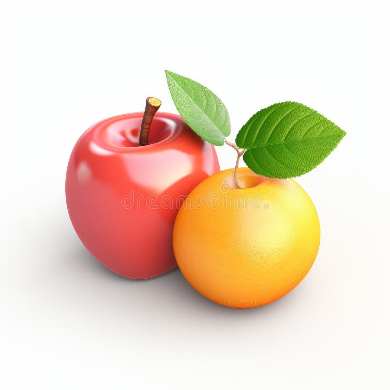 Ultra Realistic 3d Isometric Fruit Model on White Background Stock ...