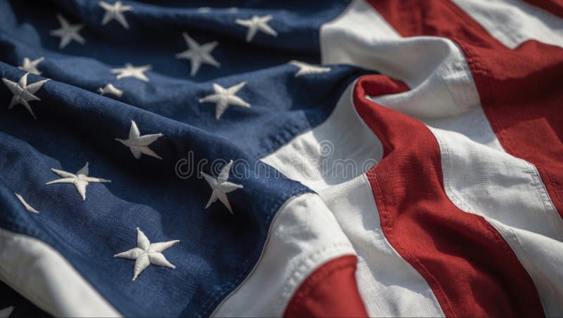 Ultra-Realistic American Flag Waving in the Wind Stock Photo - Image of ...