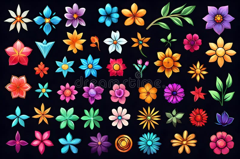 Ultra Realistic 3D Render: Exquisite Colored Flower Pattern on Black ...