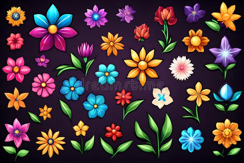 Ultra-realistic 3D-rendered Floral Pattern Against a Dramatic Black ...