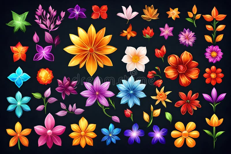 Ultra-realistic 3D-rendered Floral Pattern on a Sleek Black Backdrop ...