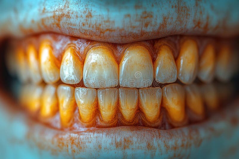 Ultra Realistic 3D Visualization of a Mouth with Dull Yellow Teeth in a ...
