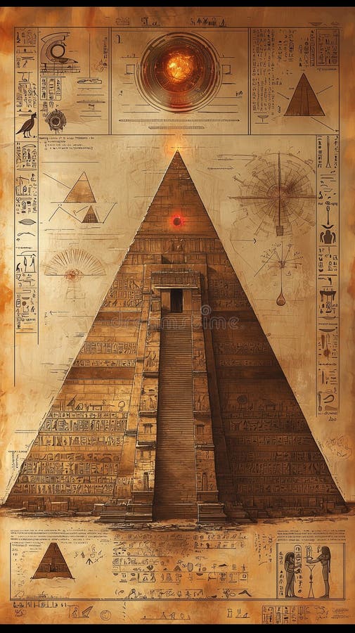 Ancient Egyptian Papyrus with Pyramid Construction Schematics Stock ...