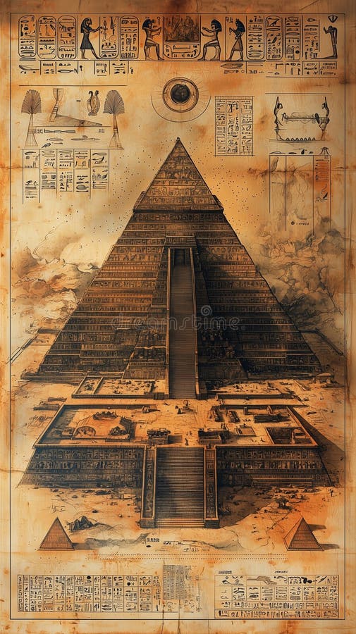 Ancient Egyptian Papyrus with Pyramid Construction Schematics Stock ...