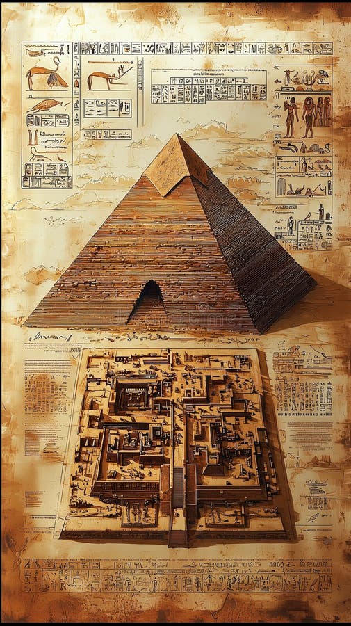 Ancient Egyptian Papyrus with Pyramid Construction Schematics Stock ...