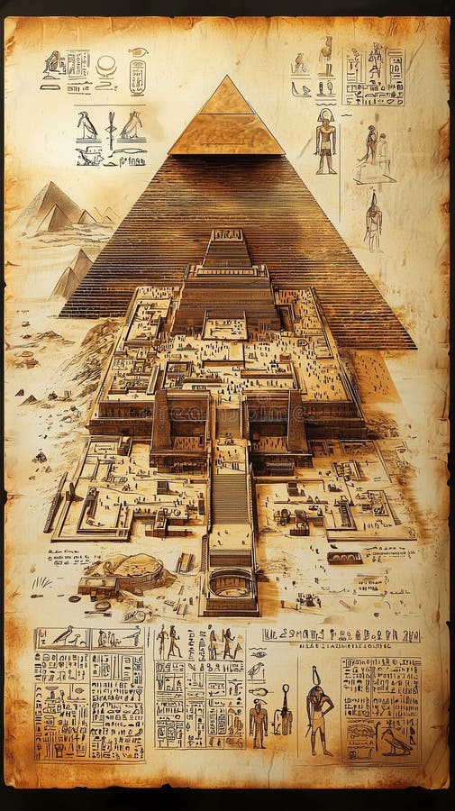 Ancient Egyptian Papyrus with Pyramid Construction Schematics Stock ...