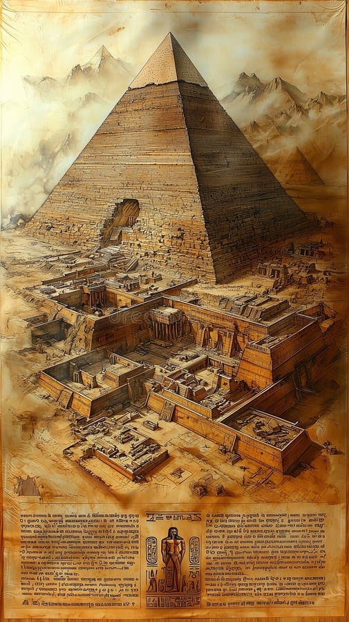 Ancient Egyptian Papyrus with Pyramid Construction Schematics Stock ...