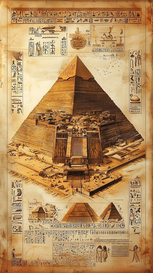 Ancient Egyptian Papyrus with Pyramid Construction Schematics Stock ...