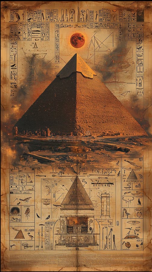 Ancient Egyptian Papyrus with Pyramid Construction Schematics Stock ...
