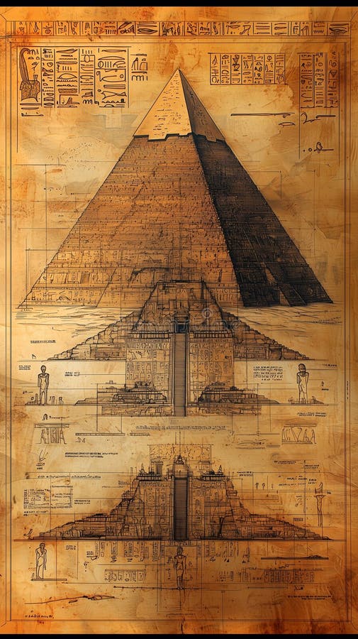 Ancient Egyptian Papyrus with Pyramid Construction Schematics Stock ...