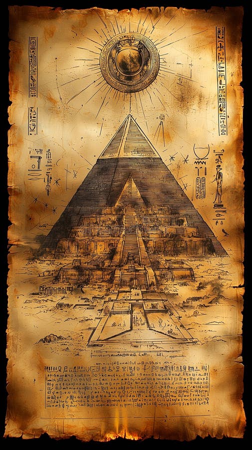 Ancient Egyptian Papyrus with Pyramid Construction Schematics Stock ...
