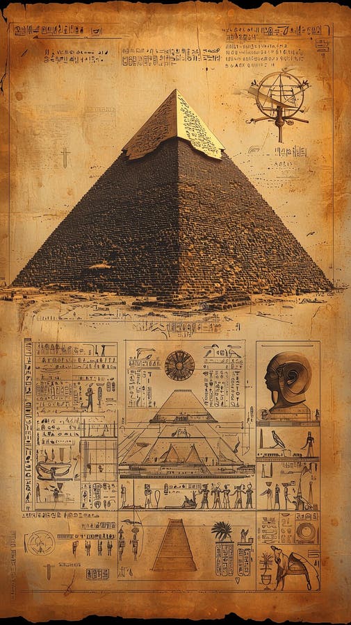 Ancient Egyptian Papyrus with Pyramid Construction Schematics Stock ...