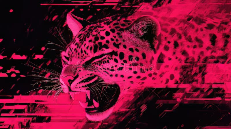 Ultra-Realistic Glitch Leopard Print Pink Black Cyberpunk Repeat Stock ...