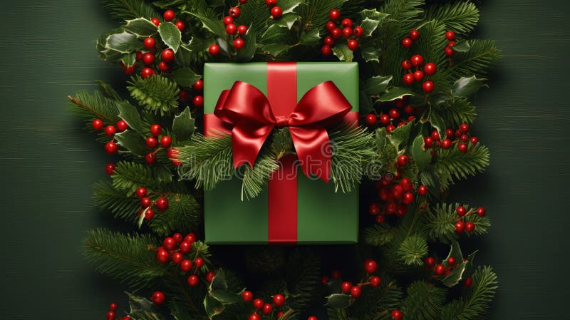 Ultra-realistic Green Christmas Present with Detailed Texture Stock ...