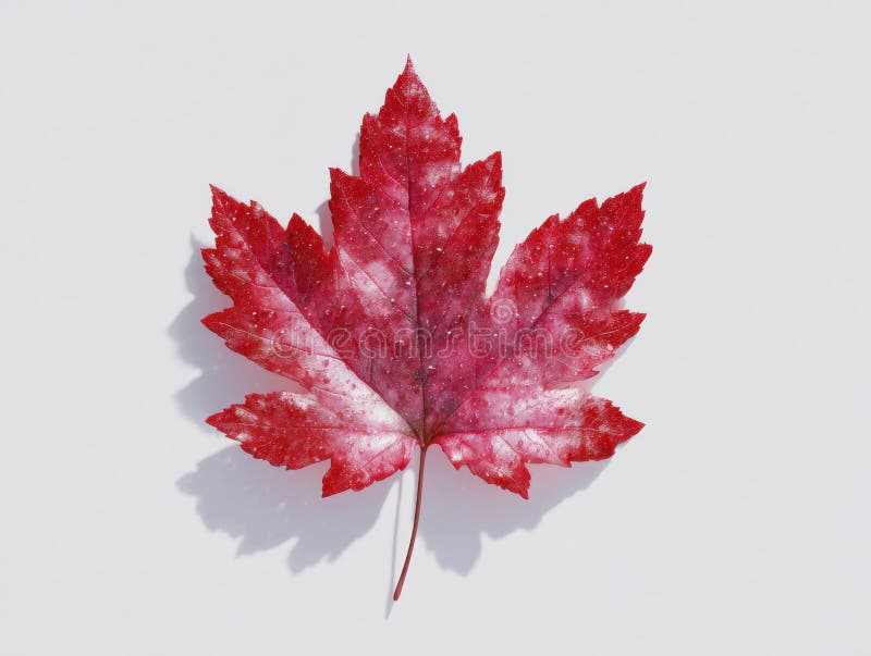 Ultra Realistic High Fidelity Image of a Glossy Red Maple Leaf on White ...