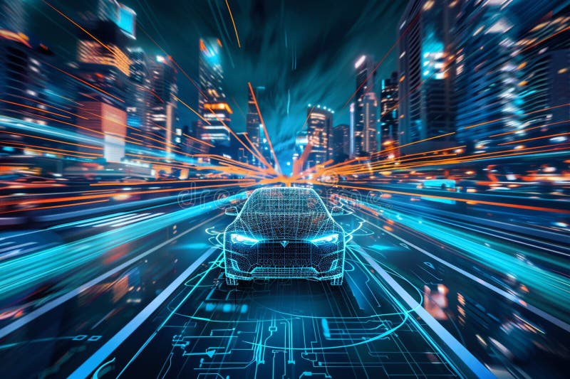 An Ultrarealistic Image of an Autonomous Vehicle Navigating through a ...