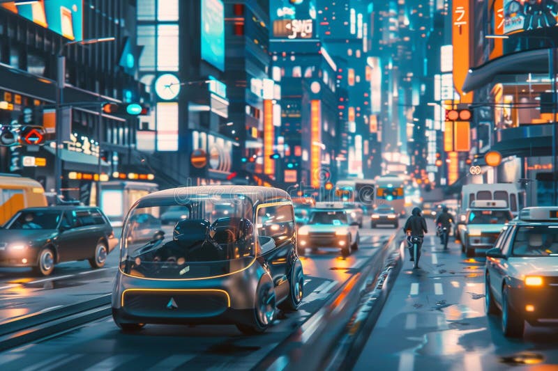 An Ultrarealistic Image of an Autonomous Vehicle Navigating through a ...