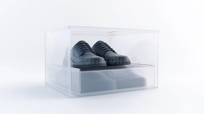Ultra-realistic Image of a Clear Plastic Shoe Storage Box with a Pull ...
