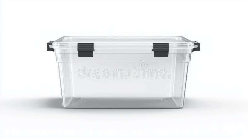 Ultra-realistic Image of a Transparent Plastic Storage Container with a ...