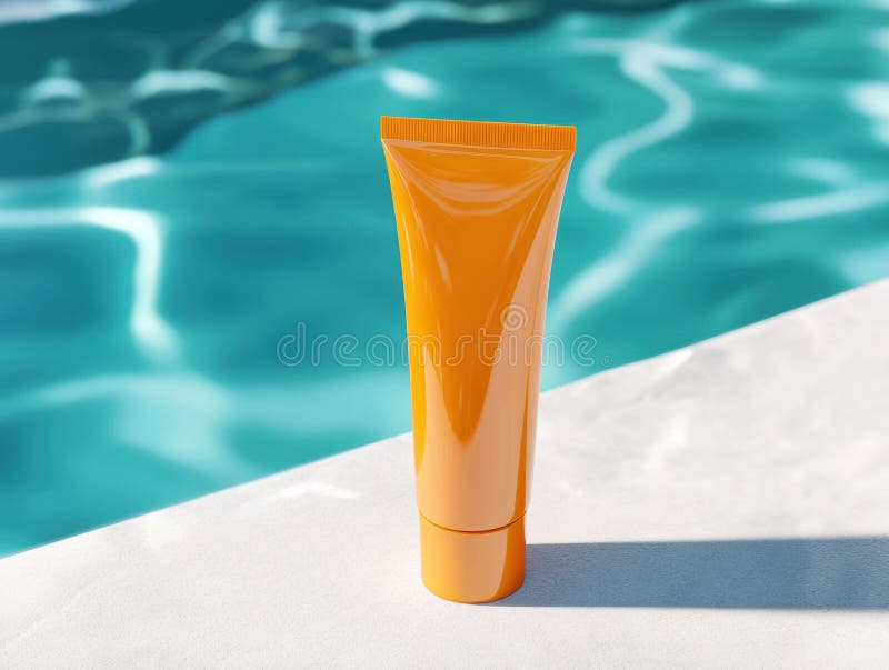 Ultra Realistic Image of Vibrant Orange Tube by a Poolside Stock ...