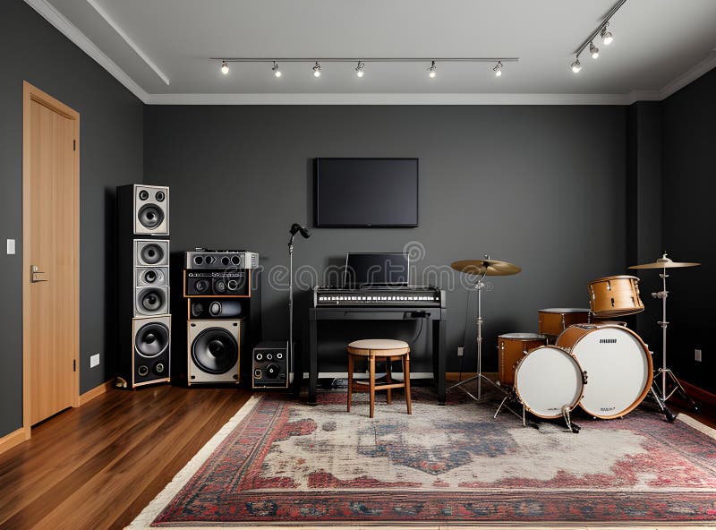 Ultra Realistic Interior Design Music Studio. Medium Stock Illustration ...