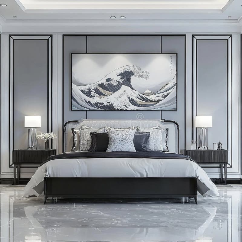An Ultra-realistic Master Bedroom with a White Bedroom and Three ...