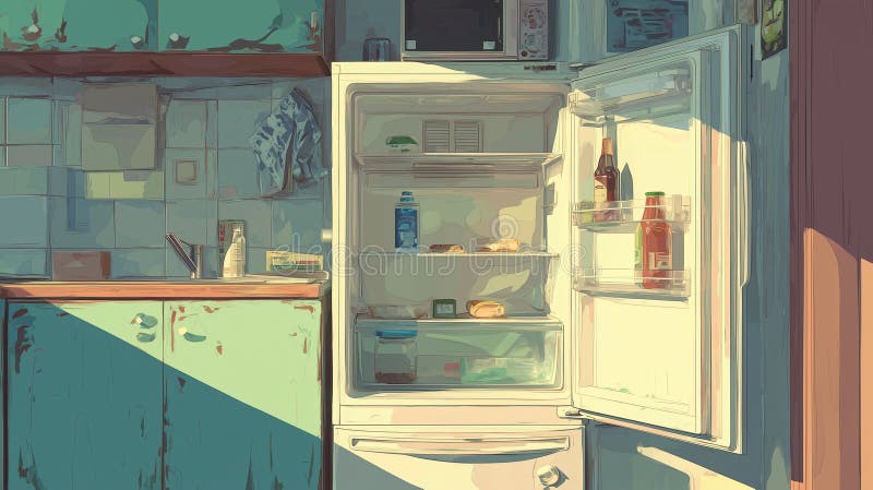 Ultra-Realistic Open Refrigerator Showcase for Modern Kitchens Stock ...