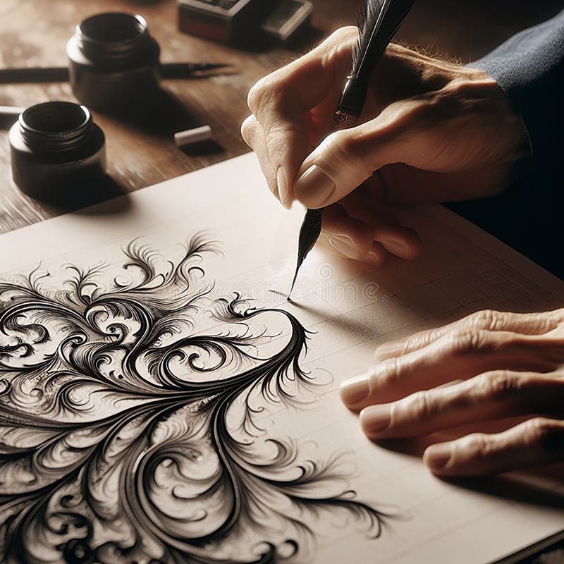 Calligraphy Art. Generative Ai Stock Illustration - Illustration of ...