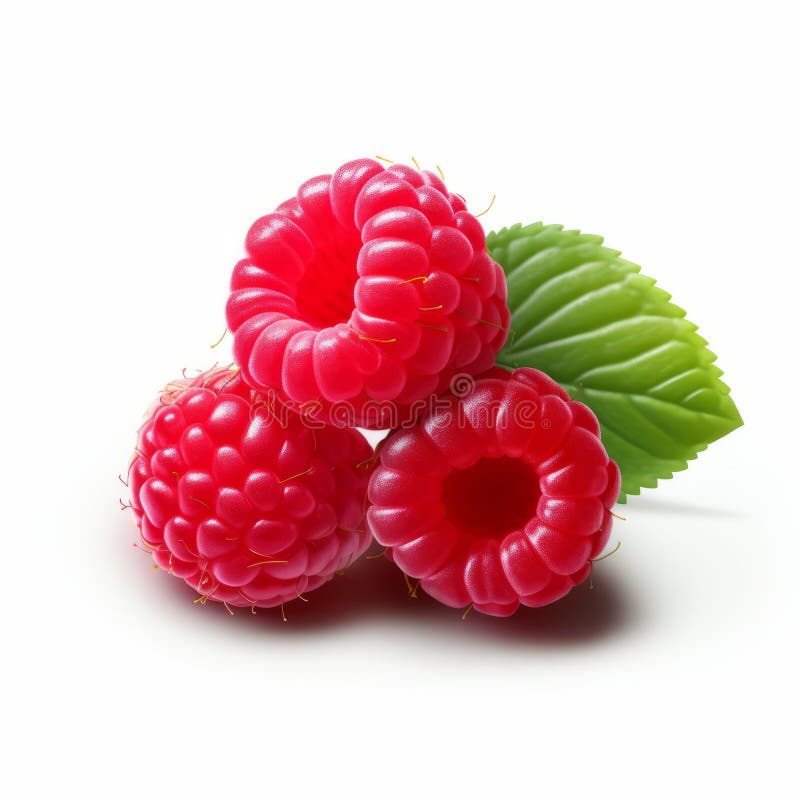 Ultra Realistic Raspberry Rendering with White Background Stock ...