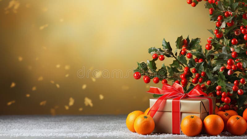Ultra-realistic Tangerine with Decorative Elements and Gift Box Stock ...