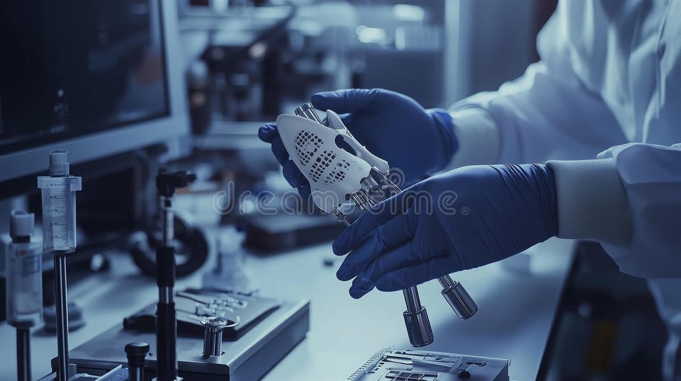 Ultra-realistic View of a Biomedical Engineer Developing Prosthetics in ...