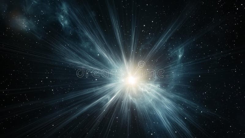 Ultra Realistic View Bright Distant Quasar Light Beams Radiating Space ...