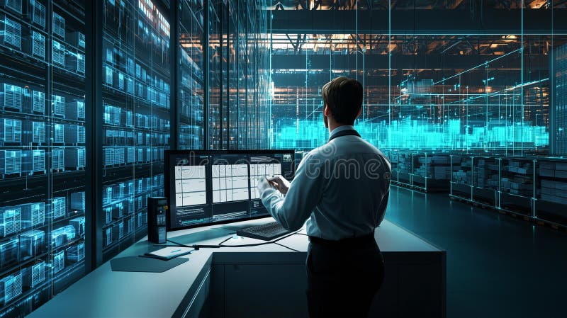 Ultra-realistic View of a Logistics Manager Coordinating Shipments in a ...