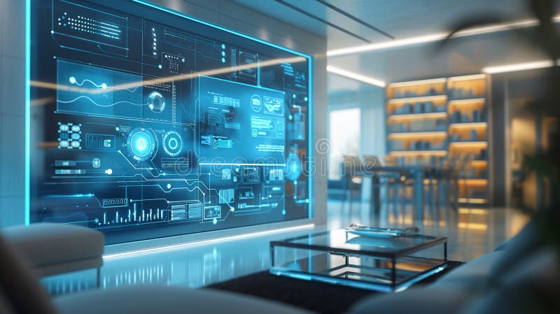 Ultra-sharp Image of a Futuristic Smart Home Interface, Holographic ...
