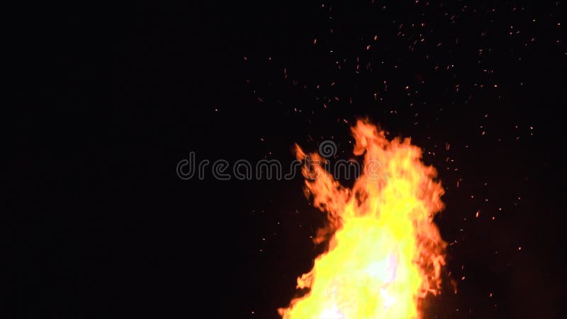 Ultra Slow Motion Shot of Fire Flames and Glowing Ashes on Black ...