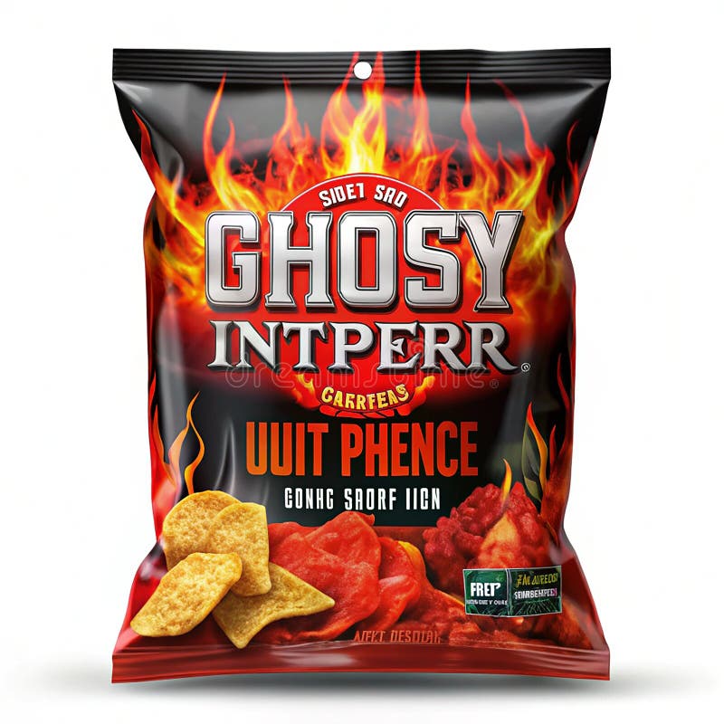 Ultra Spicy Ghost Pepper Chips Packaging with Intense Fiery Visuals ...