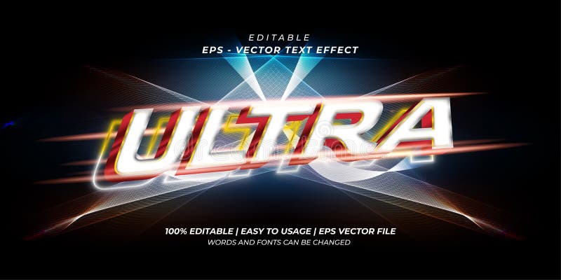 Ultra Text Effect with Futuristic 3D Style is Editable Stock Vector ...