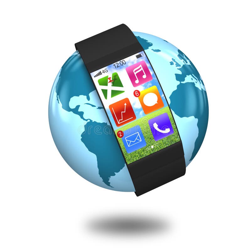 Ultra-thin Curved Screen Smart Watch Isolated on White Stock ...