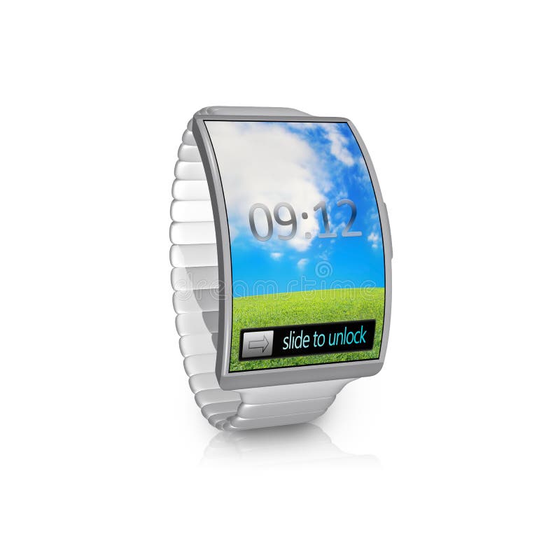Ultra-thin Gray Bent Interface Smartwatch with Metal Watchband Stock ...