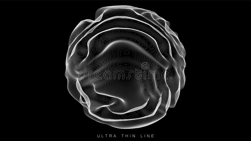 Ultra Thin Line Fluid Geometry. Dynamic Vector Distorted Spheres Stock ...