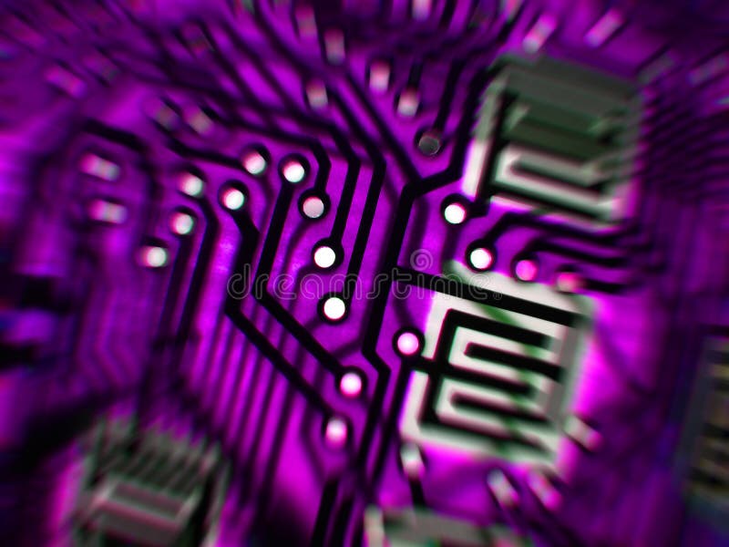 A Violet Circuit Board Close Up Stock Photo - Image of colourful ...