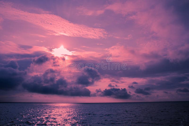 Ultra-violet Seascape with Clouds Stock Image - Image of seascape, rain ...