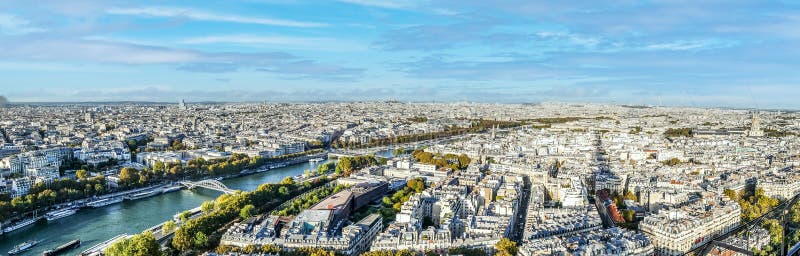 Ultra Wide Aerial View of Paris from the Tour Eiffel Stock Photo ...
